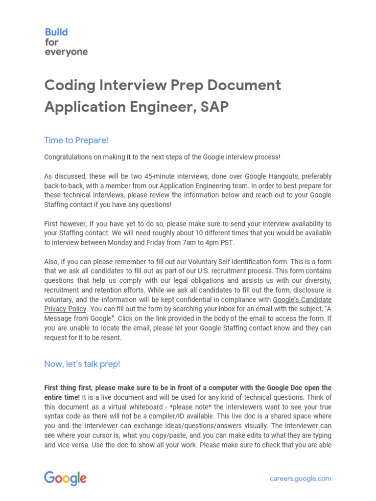 Coding Interview Prep Document Application Engineer, SAP: Time To Prepare! | PDF | String ...