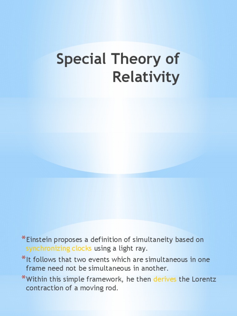 Special Theory of Relativity | PDF | Special Relativity | Physical Sciences