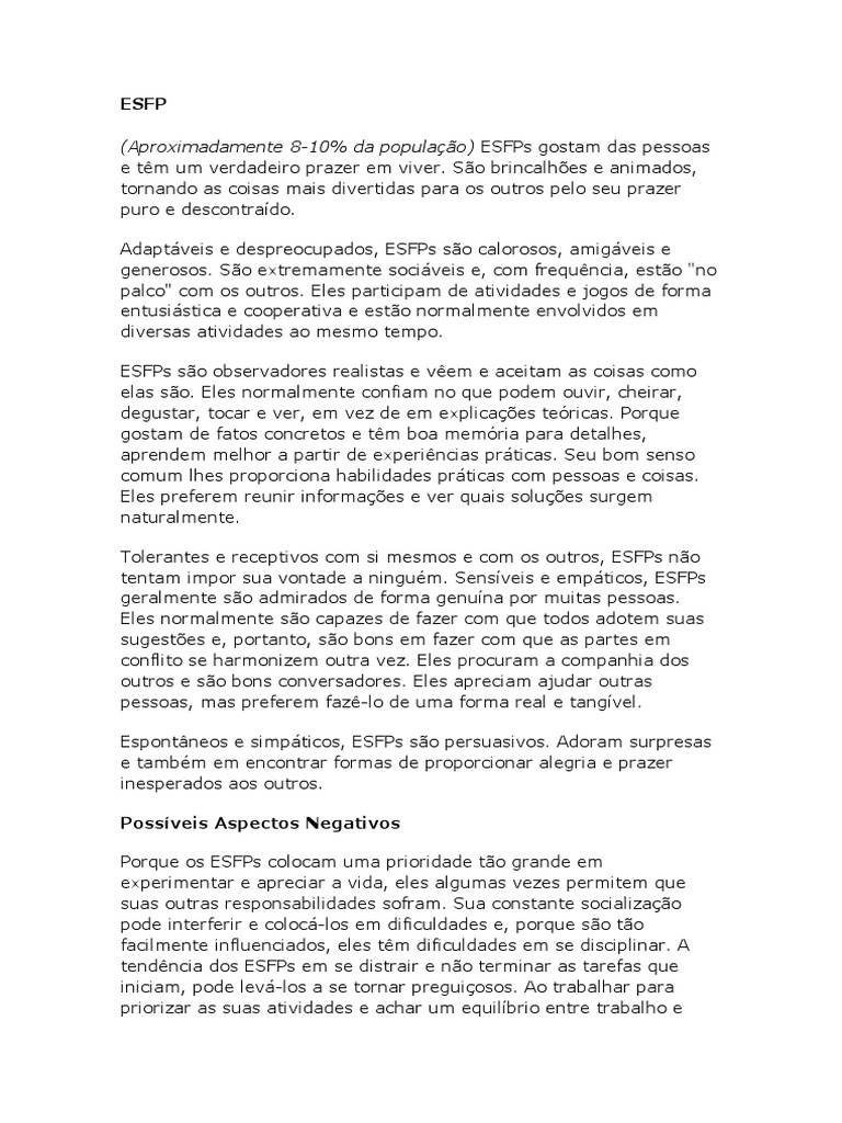 ESFP | PDF | Aprendizado | Tempo