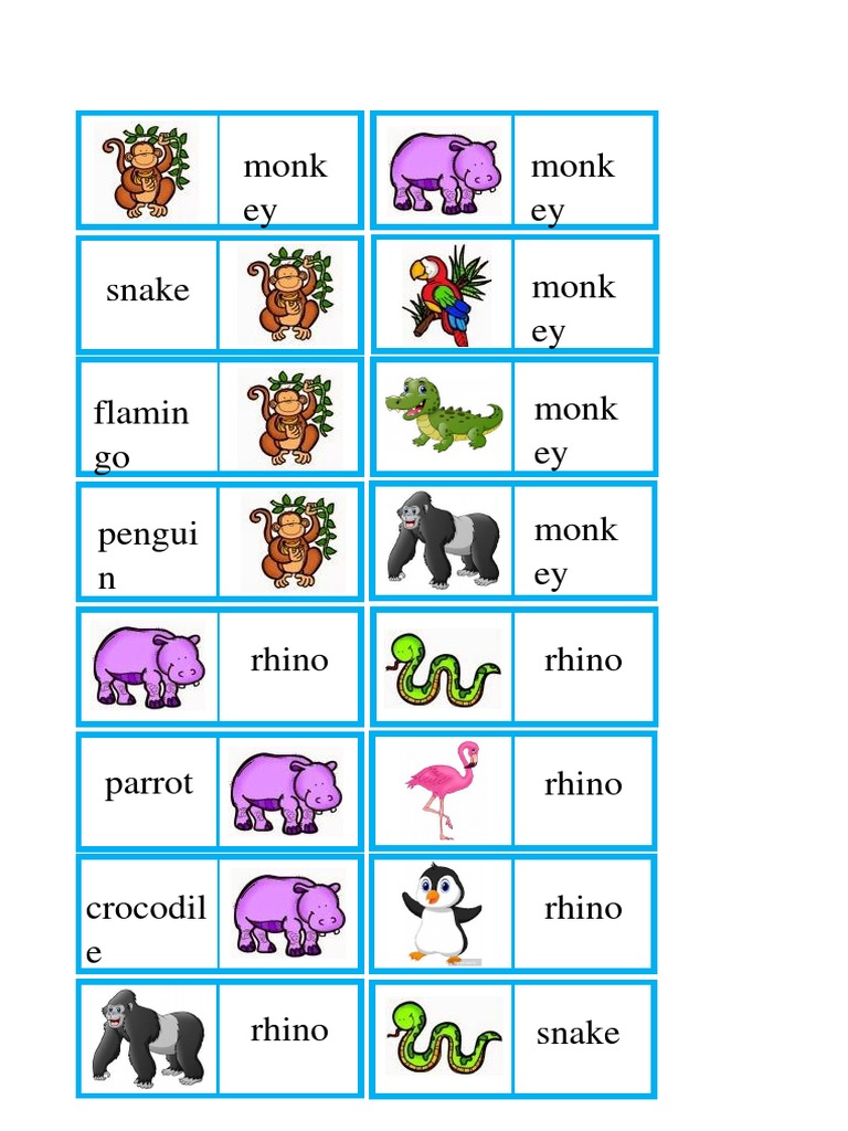 Dominó de Animales para Imprimir | PDF
