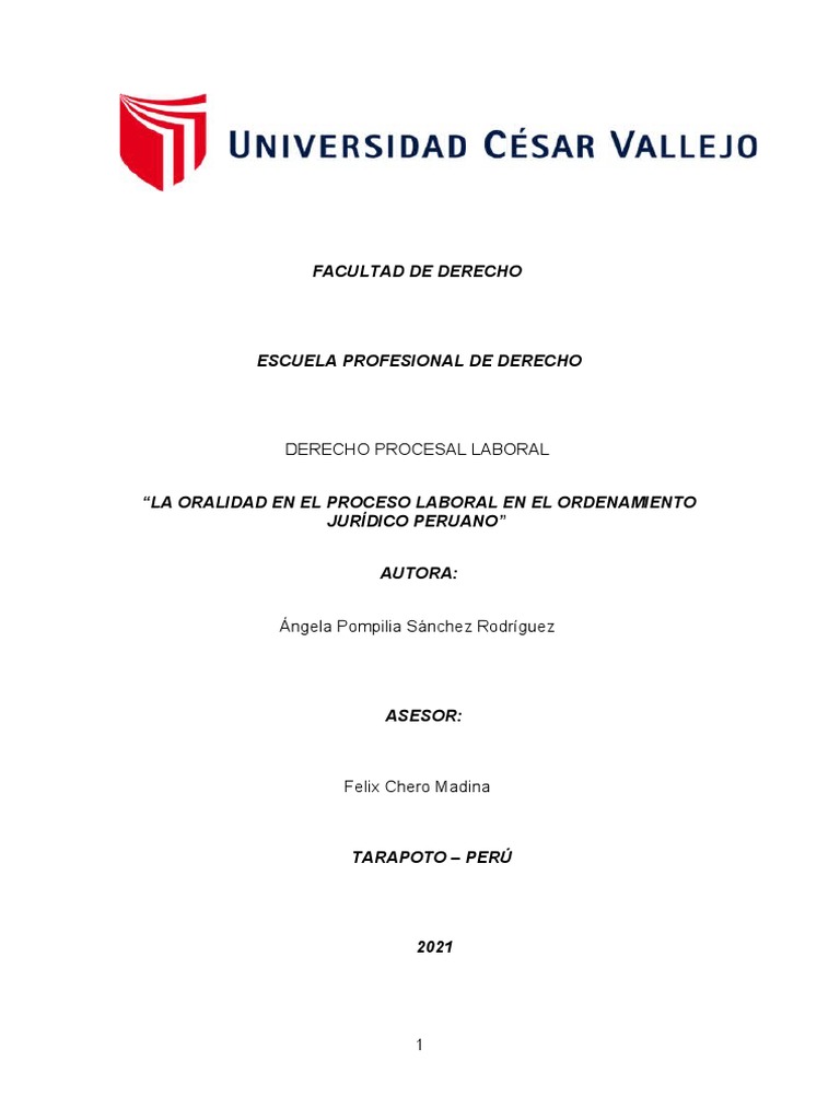 Monografia Pdf Ley Procesal Evidencia Ley 3513