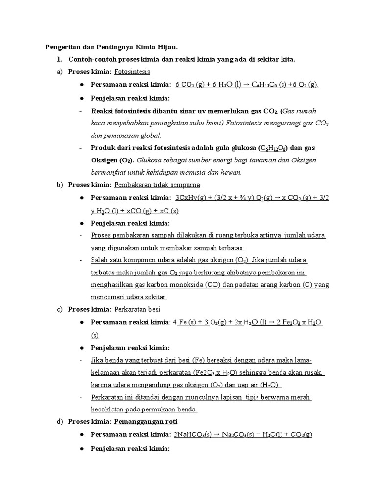 Materi Kimia Kelas 10 Kimia Hijau | PDF