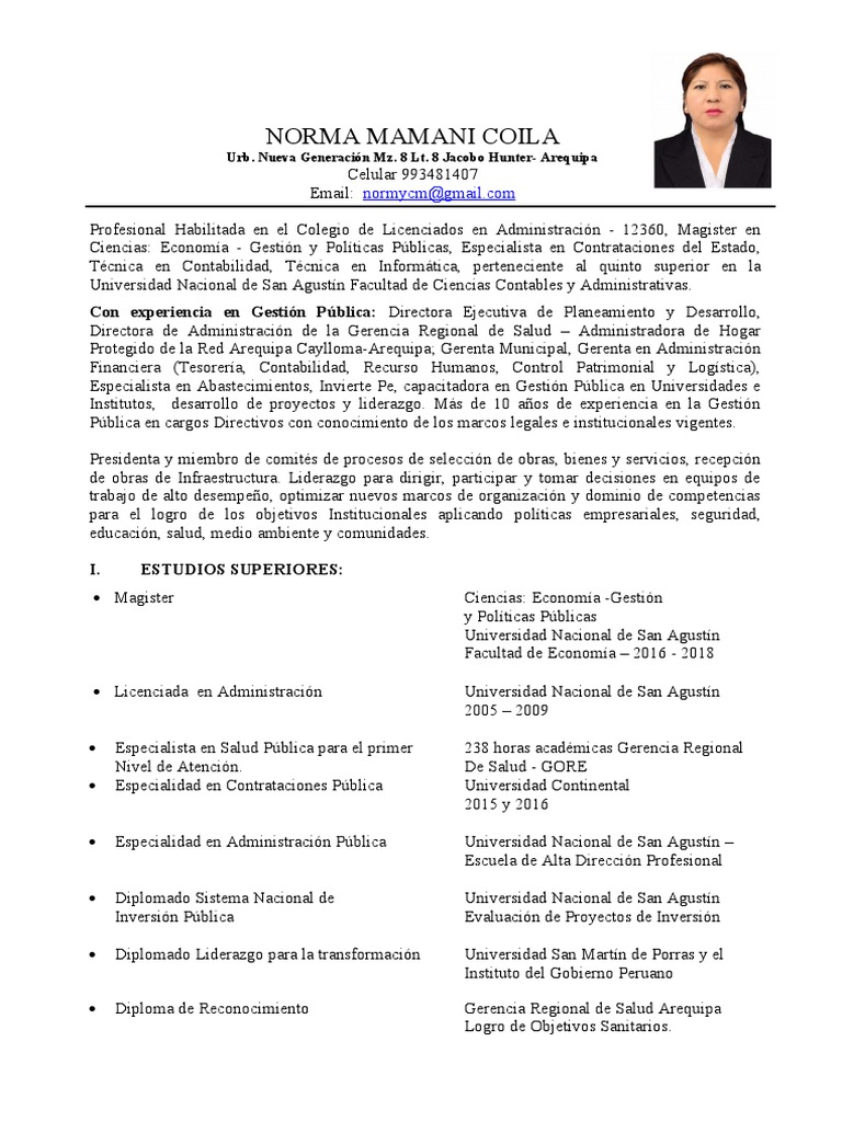 CV NMC 2021 Gobierno Regional | PDF | Administración Pública | Contabilidad