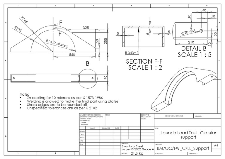 Launch Load Test Structural Drawing | PDF | Structural Steel | Metalworking