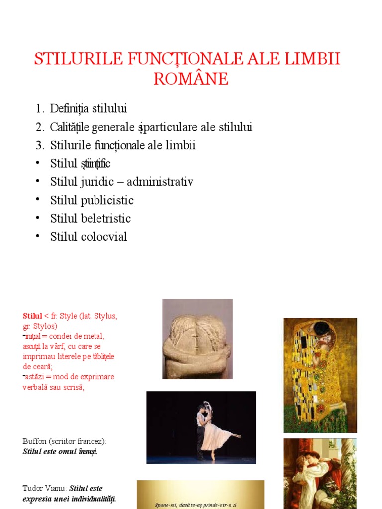 Stilurile Funcționale Ale Limbii Române | PDF
