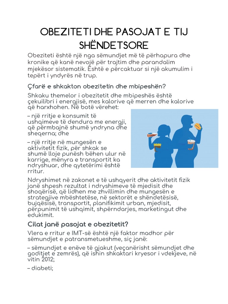 OBEZITETI DHE PASOJAT E TIJ SHËNDETSORE | PDF