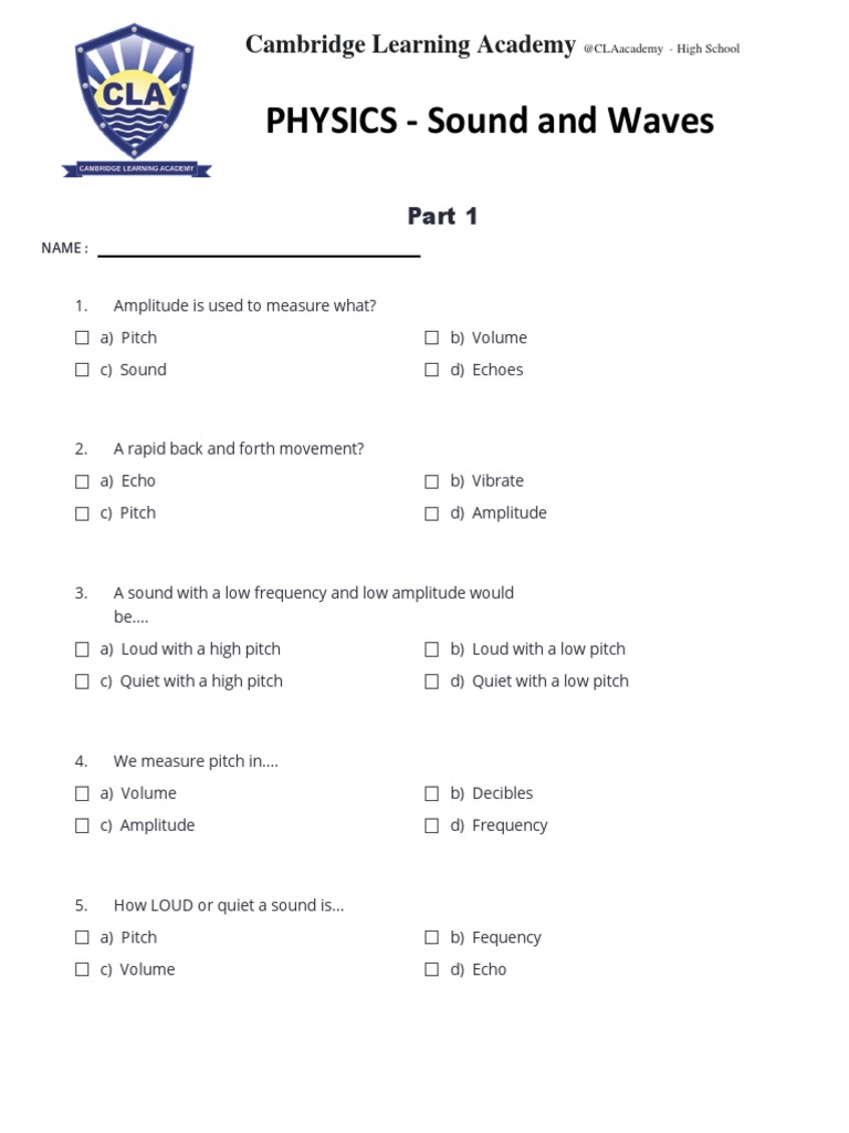 CLA Test Sound & Waves | PDF | Waves | Sound