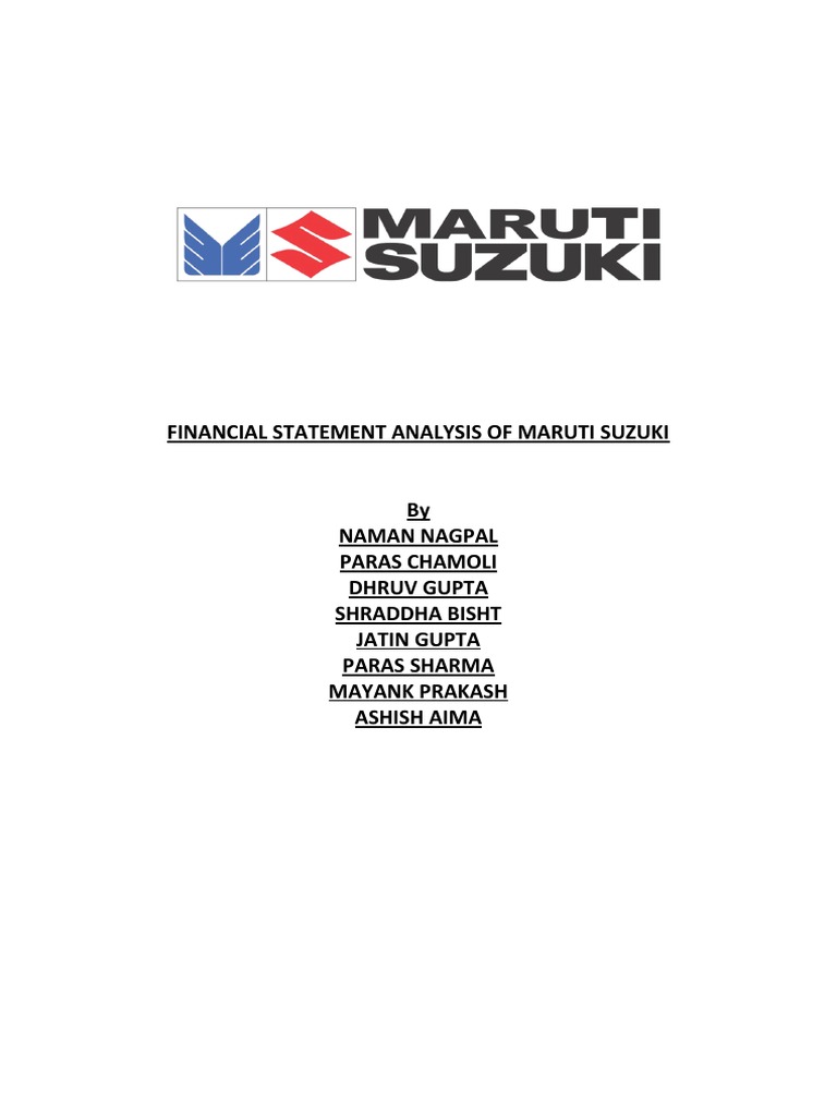 Financial Statement Analysis of Maruti Suzuki | PDF | Balance Sheet ...