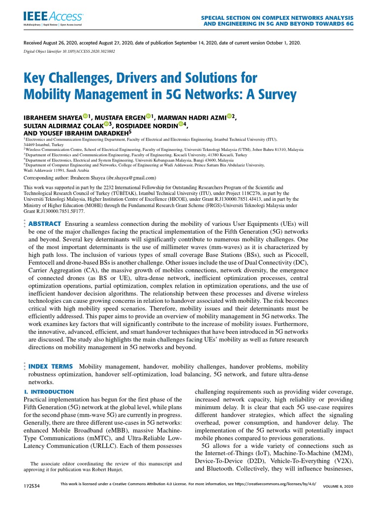 Mobility Management Challenges in 5G | PDF | Computer Network | 4 G