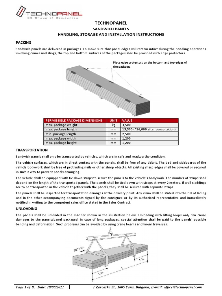 Technopanel: Sandwich Panels Handling, Storage and Installation ...