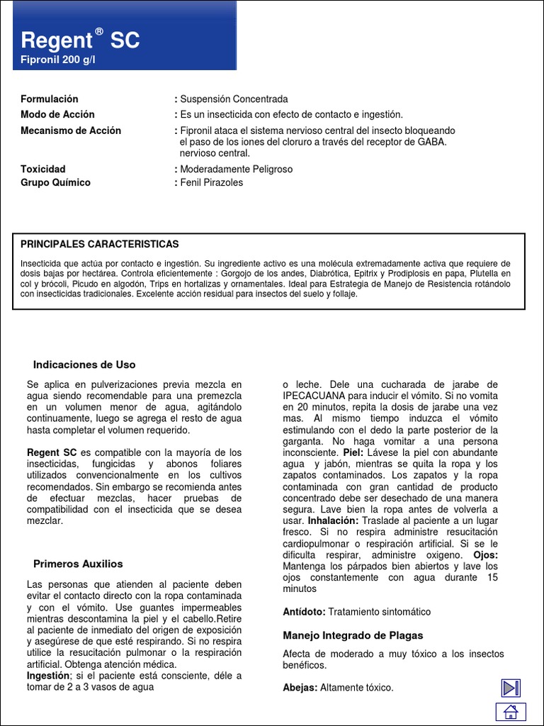 Ficha Regent SC | PDF | Insecticida | Agua