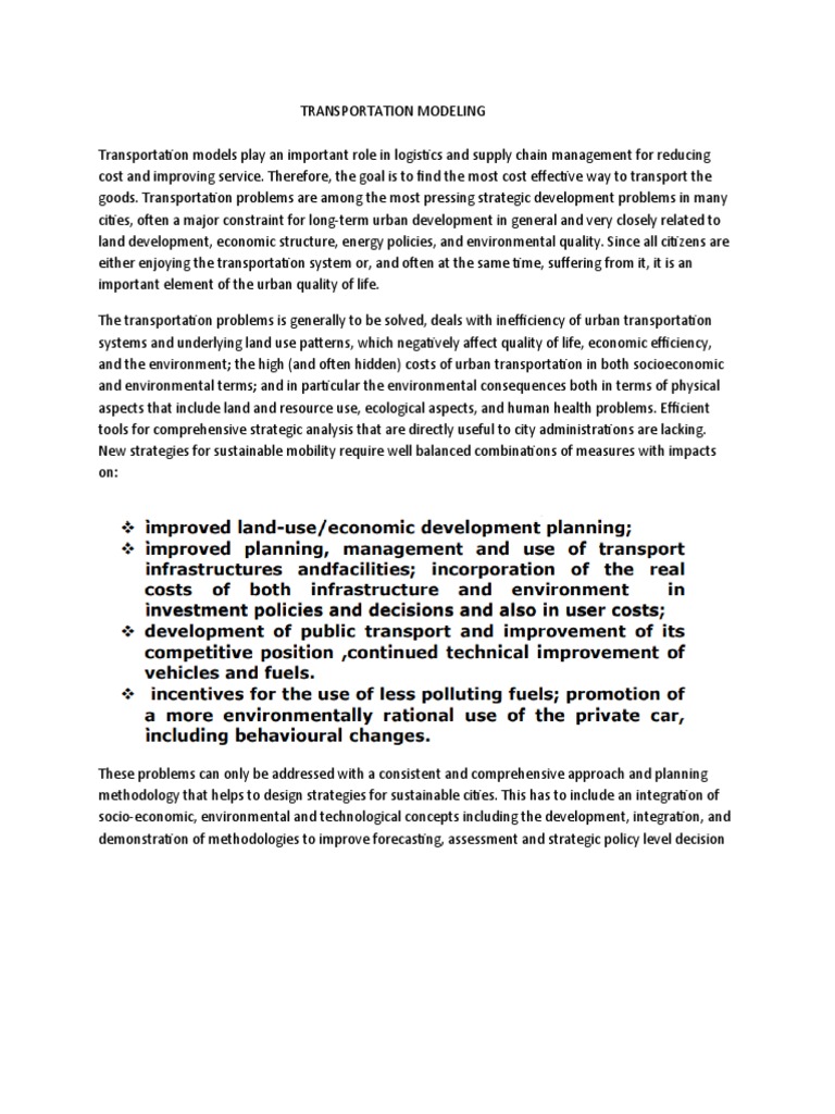 Transportation Modeling | PDF