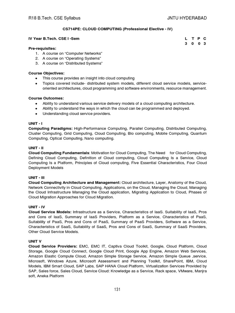 Cloud Computing Syllabus | PDF | Cloud Computing | Computing