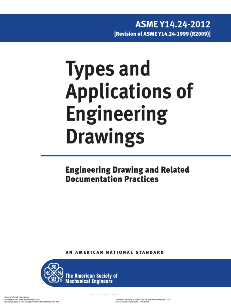 Types and Applications of Engineering Drawings: ASME Y14.24-2012 | PDF ...