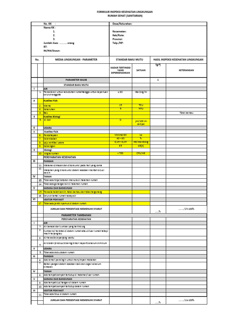 Form Rumah Sehat | PDF