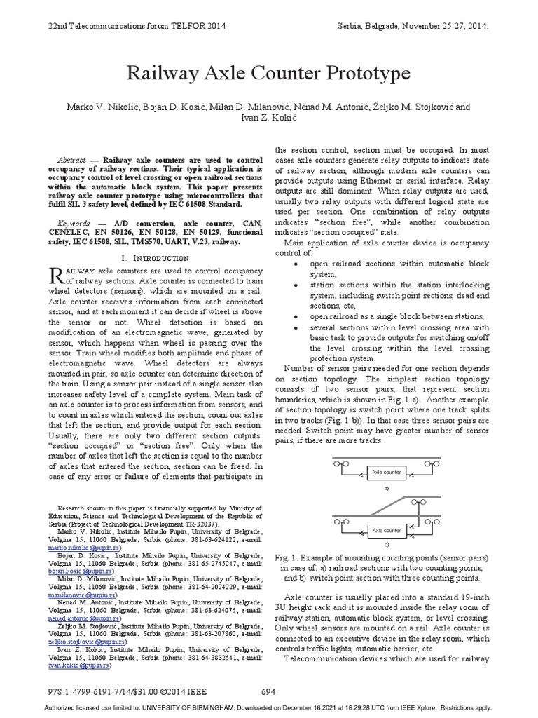 Railway Axle Counter Prototype | PDF | Microcontroller | Central ...
