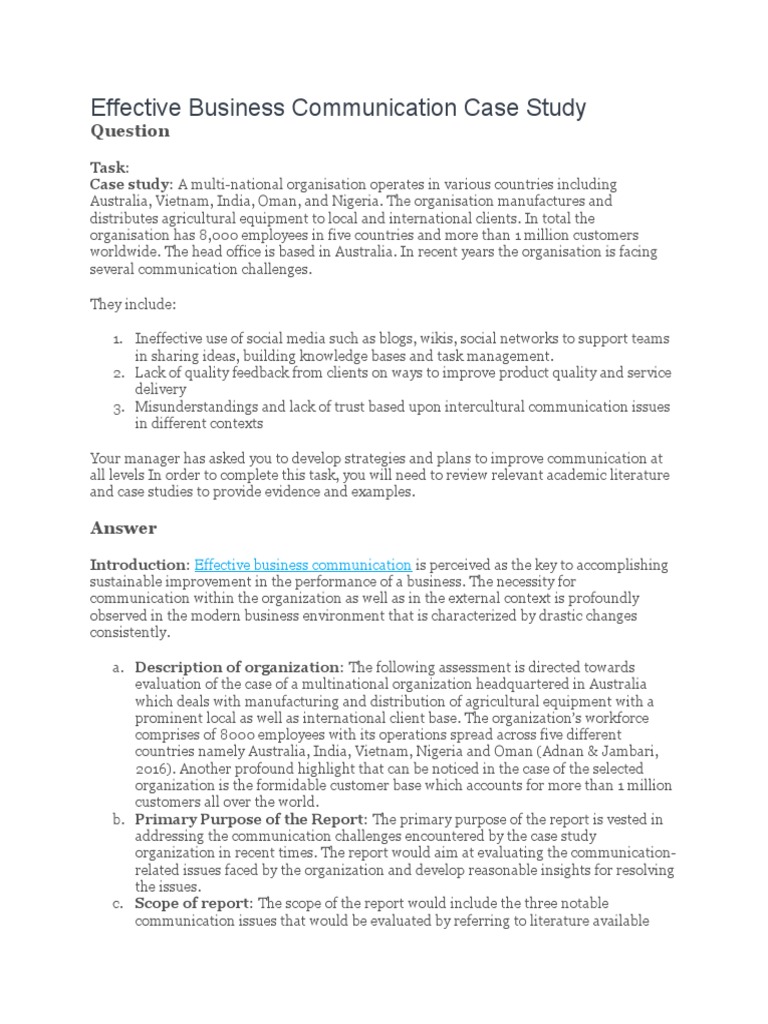 Effective Business Communication Case Study | PDF | Popular Culture ...