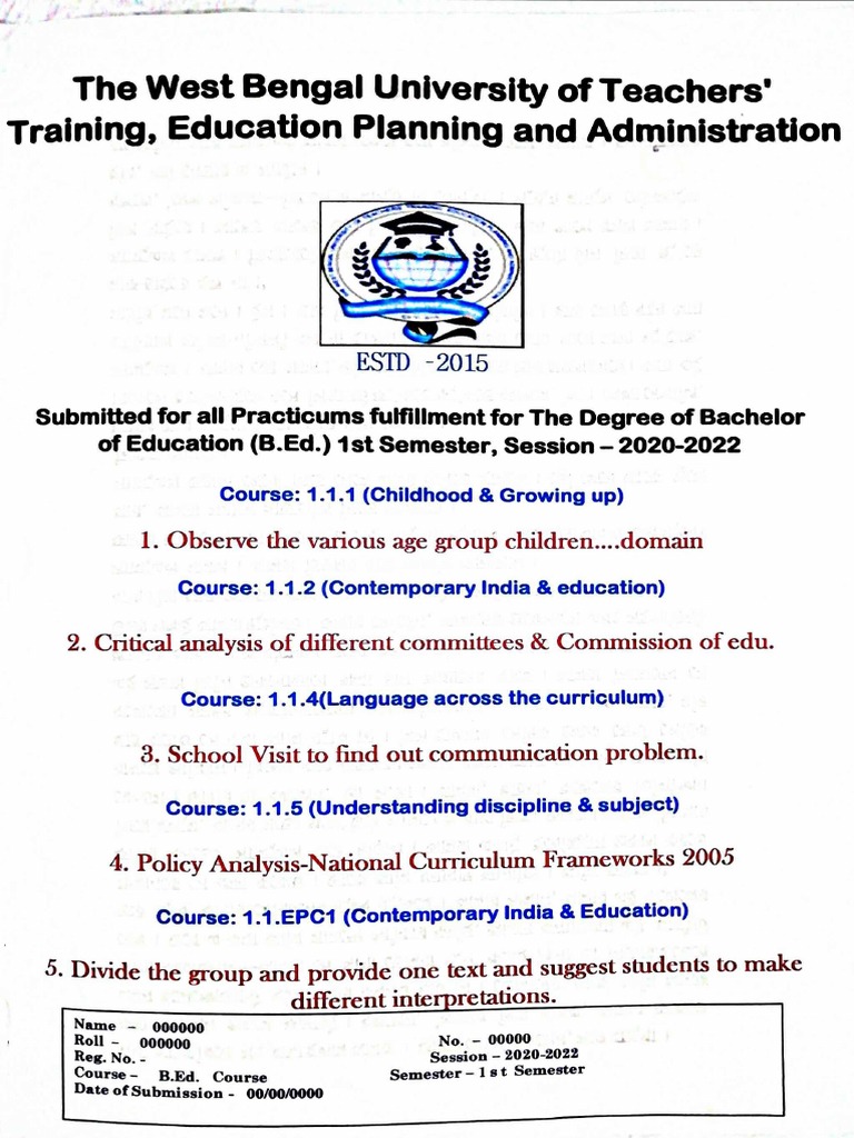 B-Ed - 1st Sem All Practicum Ready | PDF