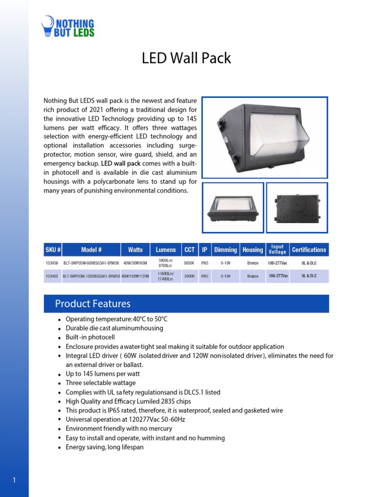 LED Traditional Wall Pack | PDF | Electrical Wiring | Electrician