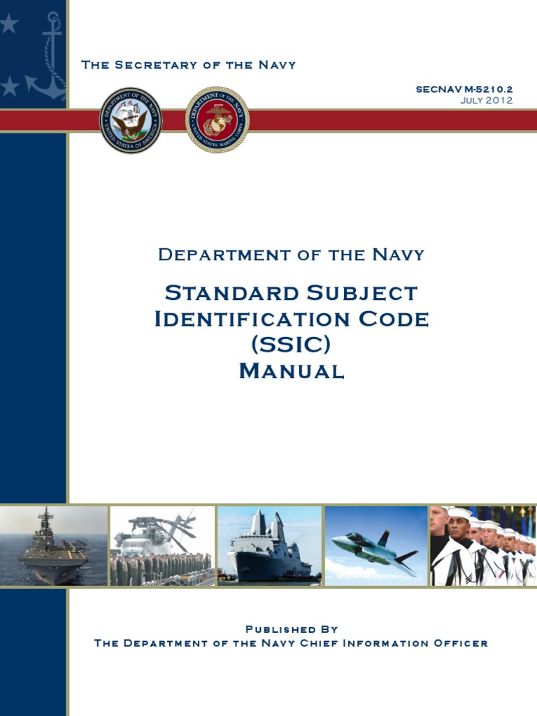 Standard Subject Identification Code (SSIC) Manual: Department of T He Navy | PDF | Records ...
