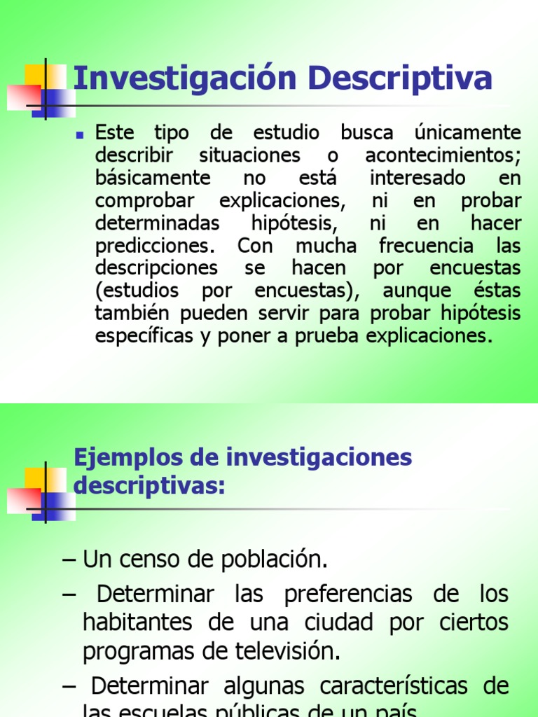 Investigación Descriptiva y Tipos | PDF | Experimentar | Science
