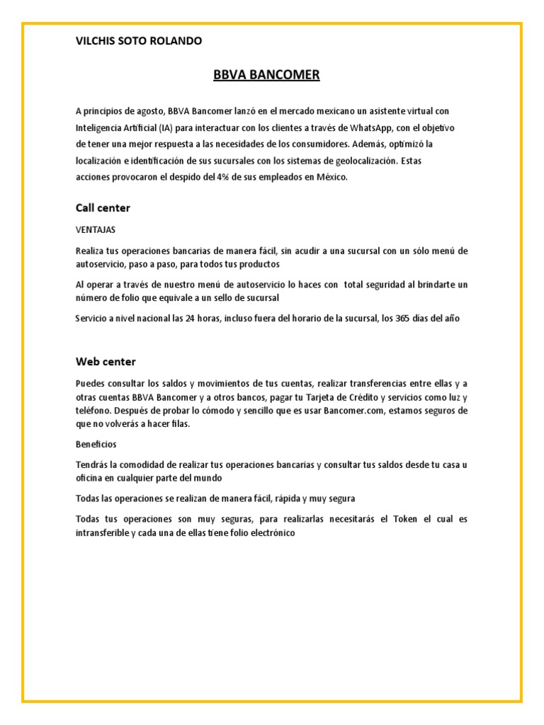 Bbva Bancomer | PDF | Gestión de la relación con el cliente | Bancos