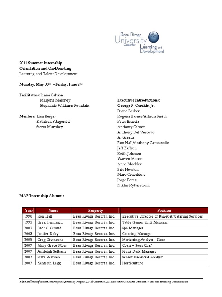 2011 Executive Committee Introduction Schedule | PDF | Business