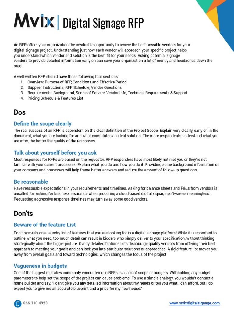 Mvix How To Write A Digital Signage RFP | PDF | Request For Proposal ...