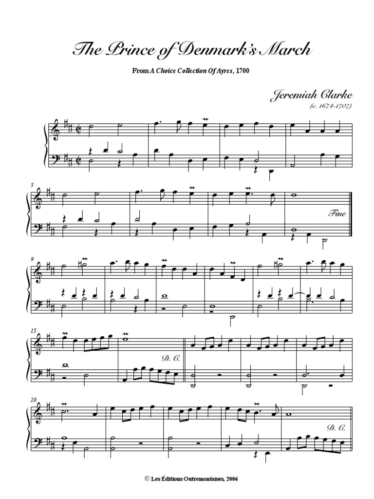 Prince of Denmark's March - Complete Score (Organ Arrangement) | PDF ...