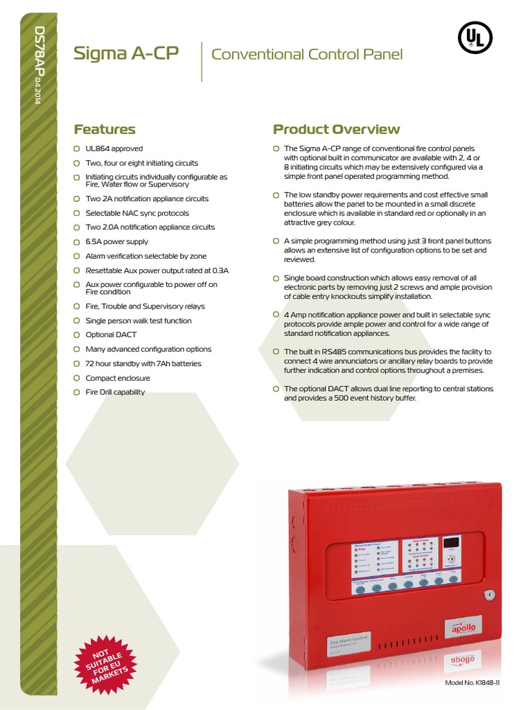 2 To 8 Zone Sigma A-CP Apollo-1 | PDF | Electronics | Electrical Equipment