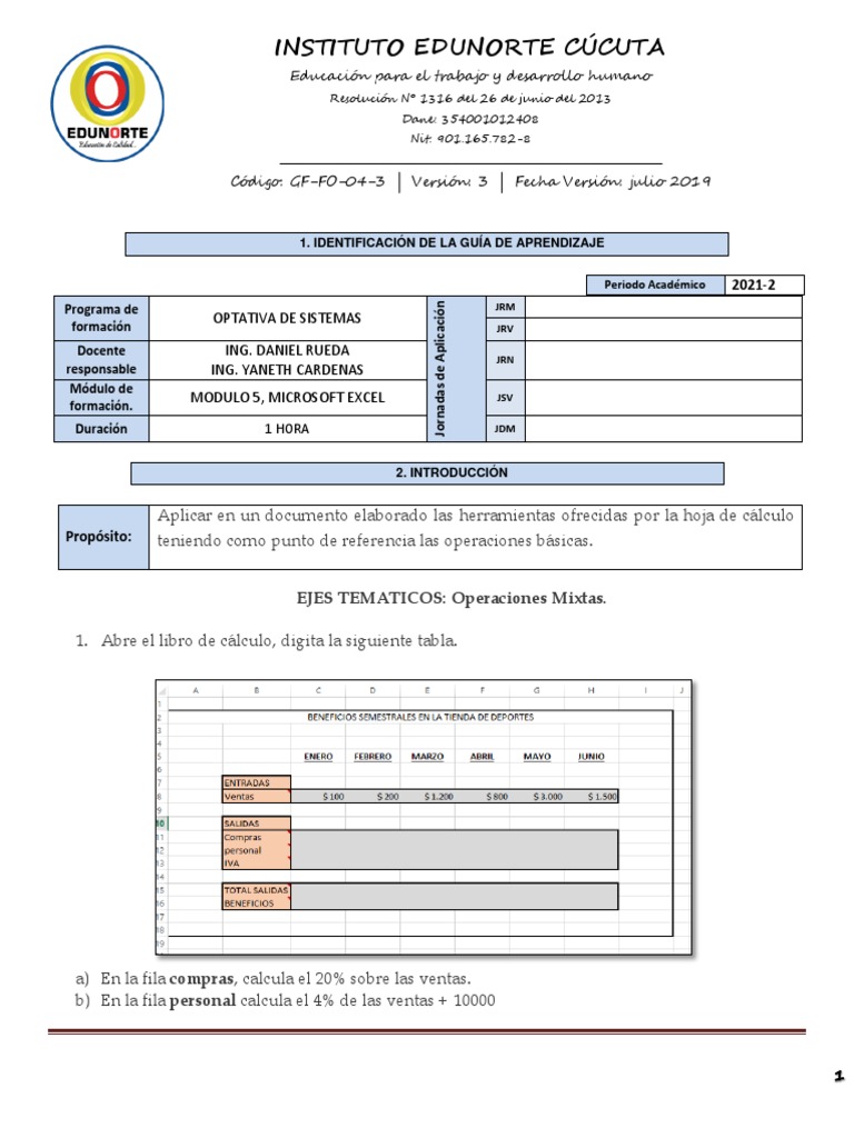Guia 3 Modulo 5 Excel | PDF | Ciencias de la Computación | Microsoft Excel