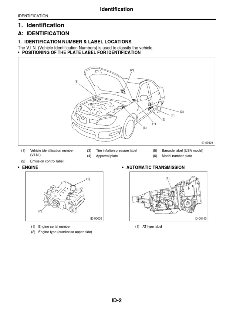 ID Identification Subaru WRX 2006 | PDF | Transport | Motor Vehicle