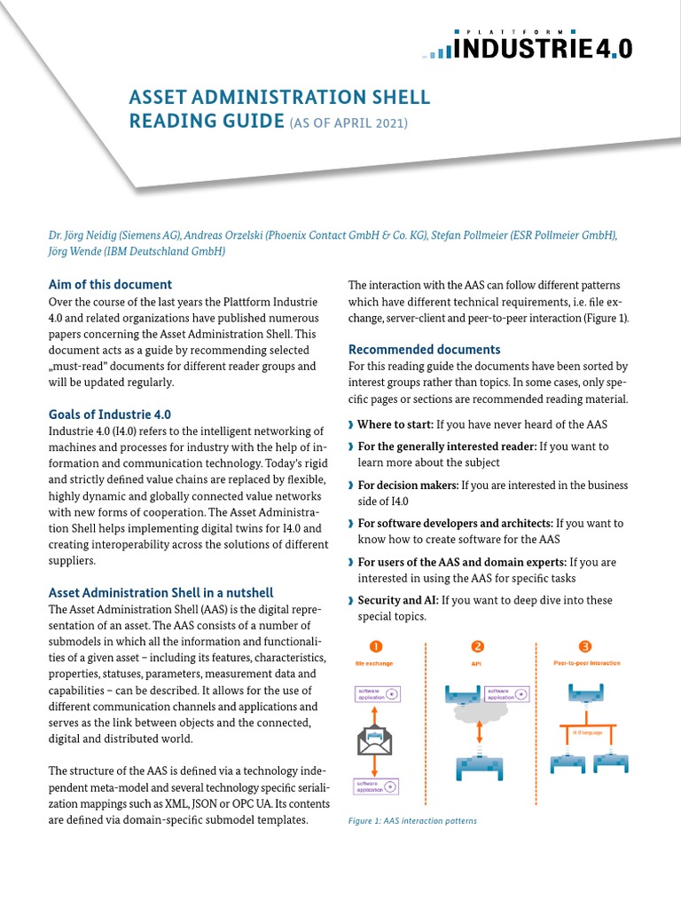 Asset Administration Shell Reading Guide | PDF | Information | Software