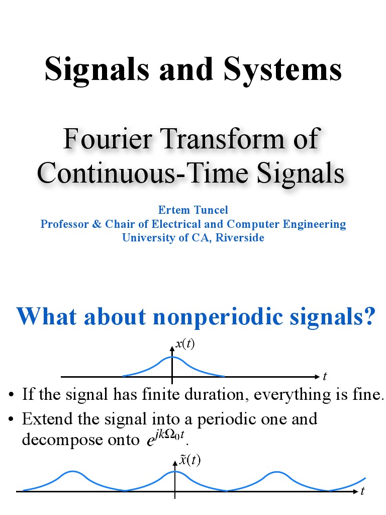 Signals and Systems: Fourier Transform of Continuous-Time Signals | PDF ...