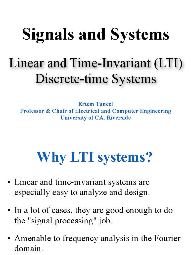 Signals And Systems Linear And Time Invariant Lti Discrete Time