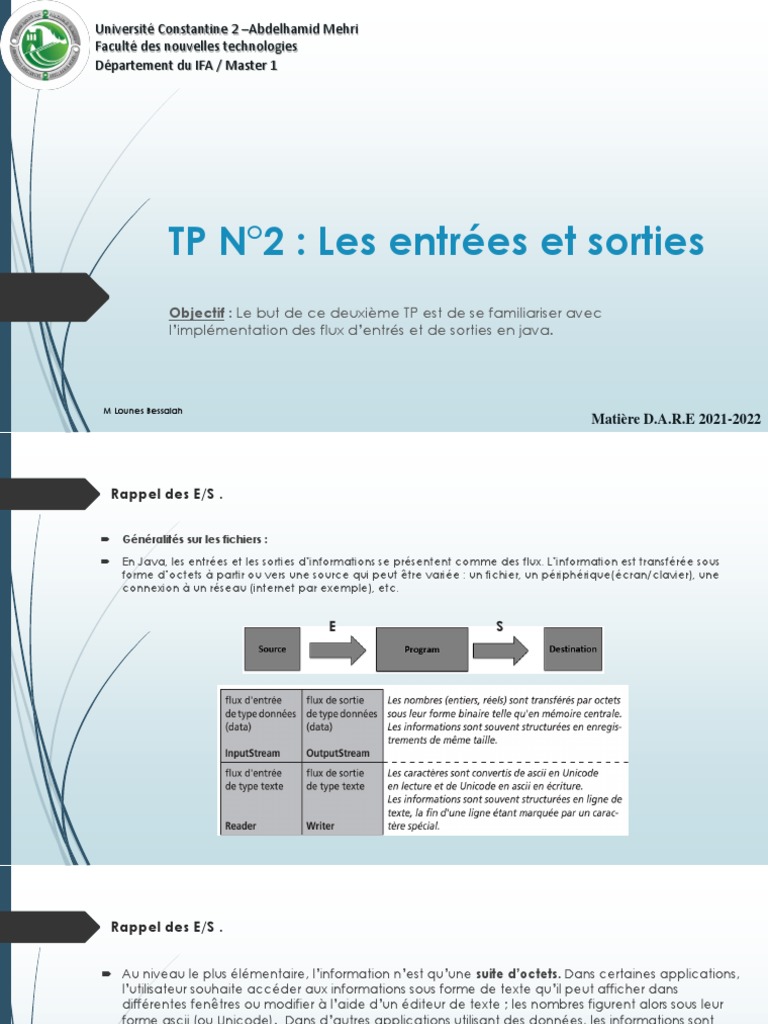 TP Entrées Sorties | Descargar gratis PDF | Entrée/Sortie | Java ...