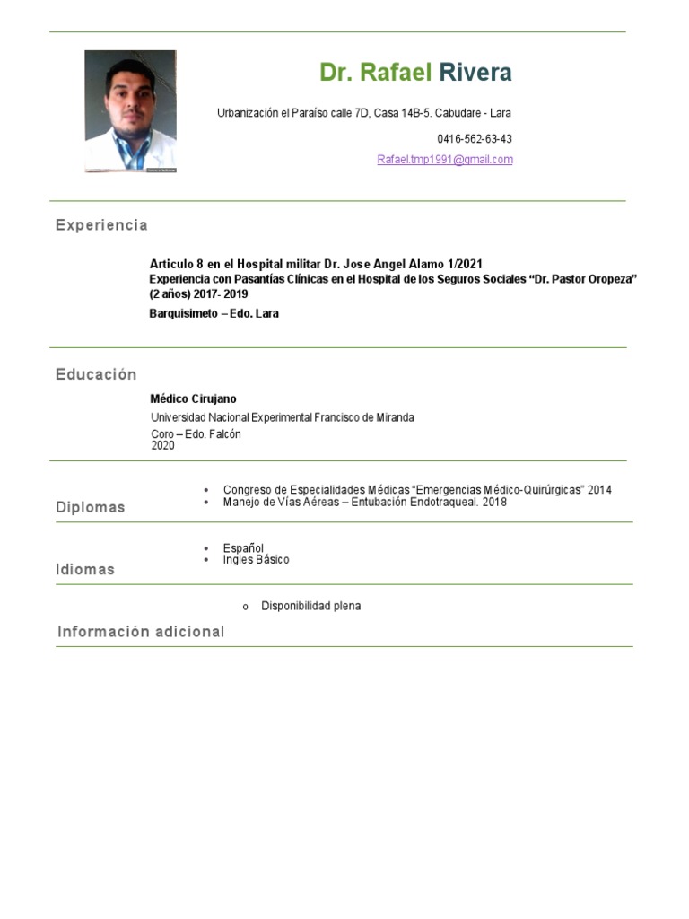 Curriculum Rafael Rivera | PDF