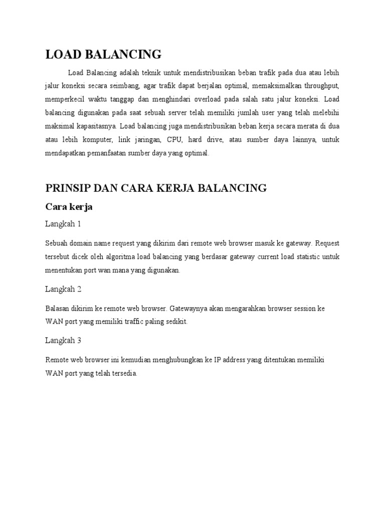 Load Balancing | PDF | Komputer | Teknologi & Rekayasa