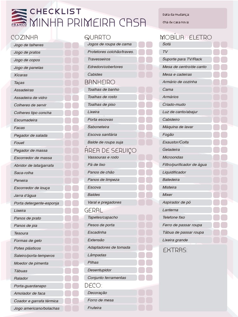 Checklist em PDF para Imprimir Montando Minha Primeira Casa | PDF ...