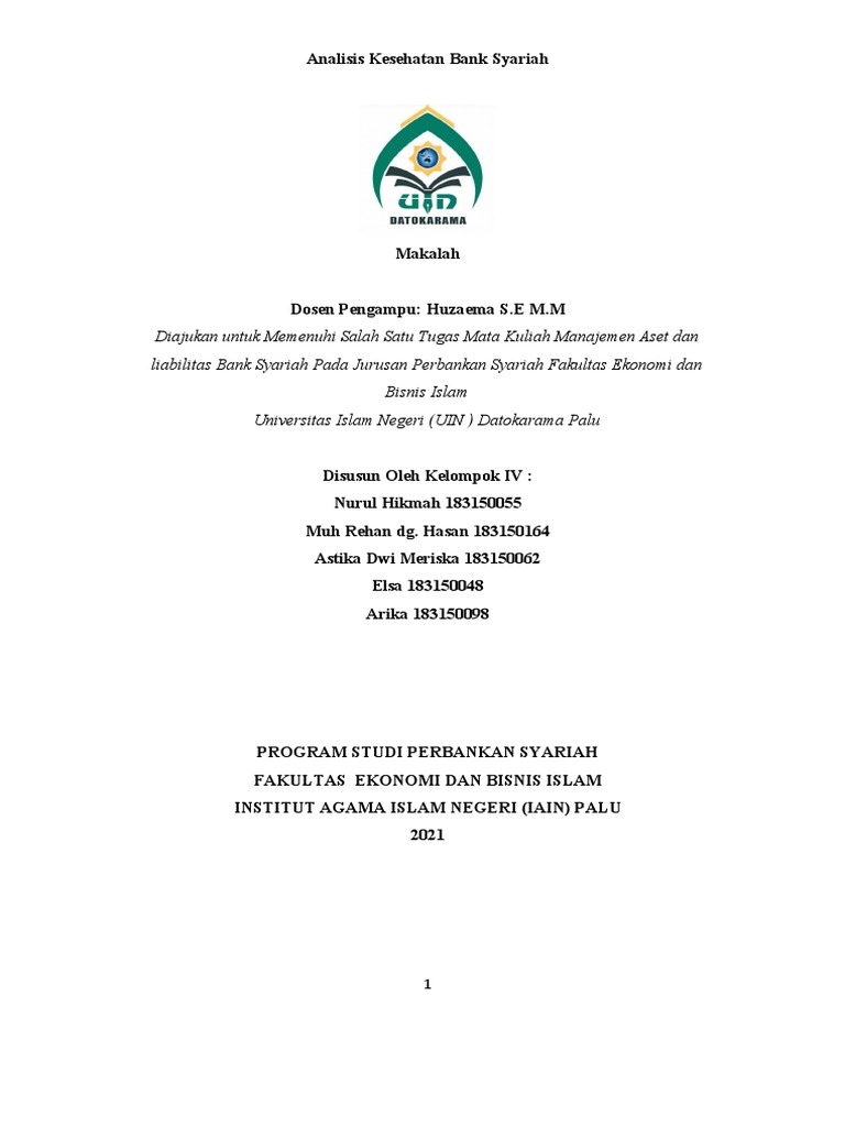 Kelompok 4 (Analisis Kesehatan Bank Syariah) | PDF