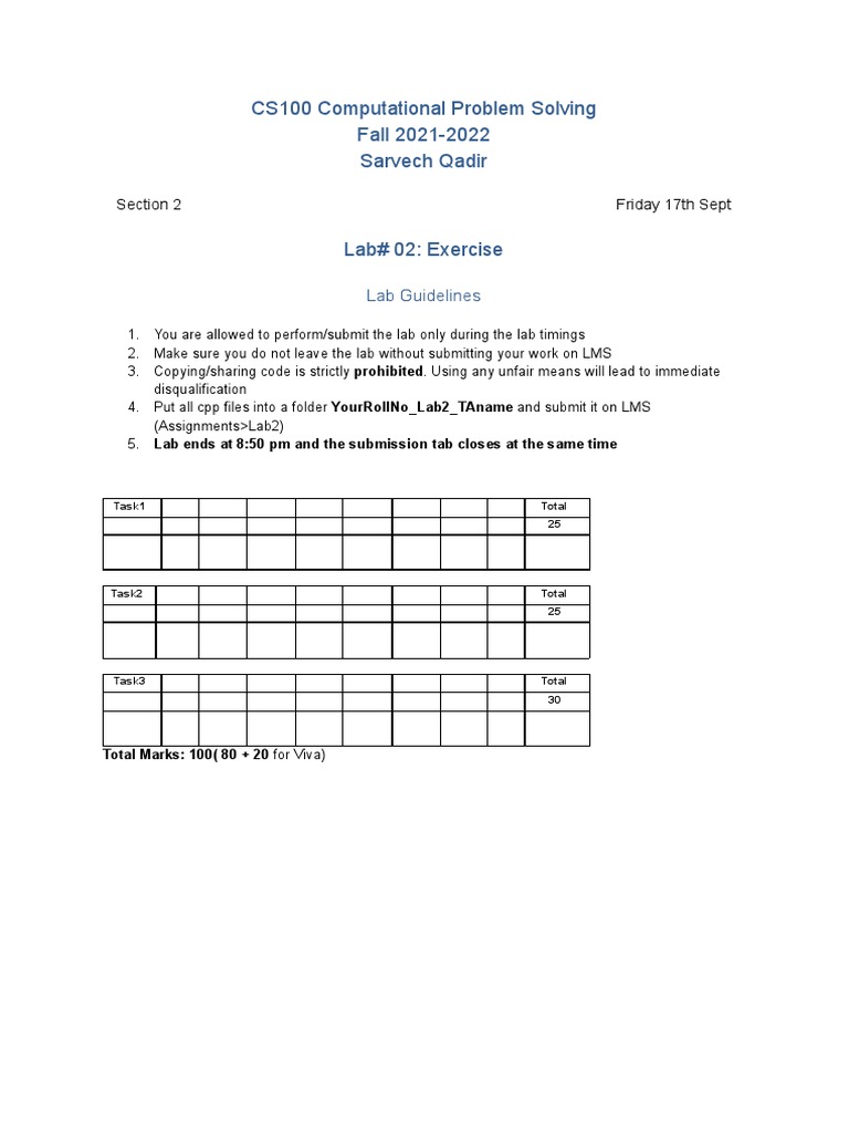 Cs100 Computational Problem Solving Fall 2021 2022 Sarvech Qadir Pdf Software Engineering