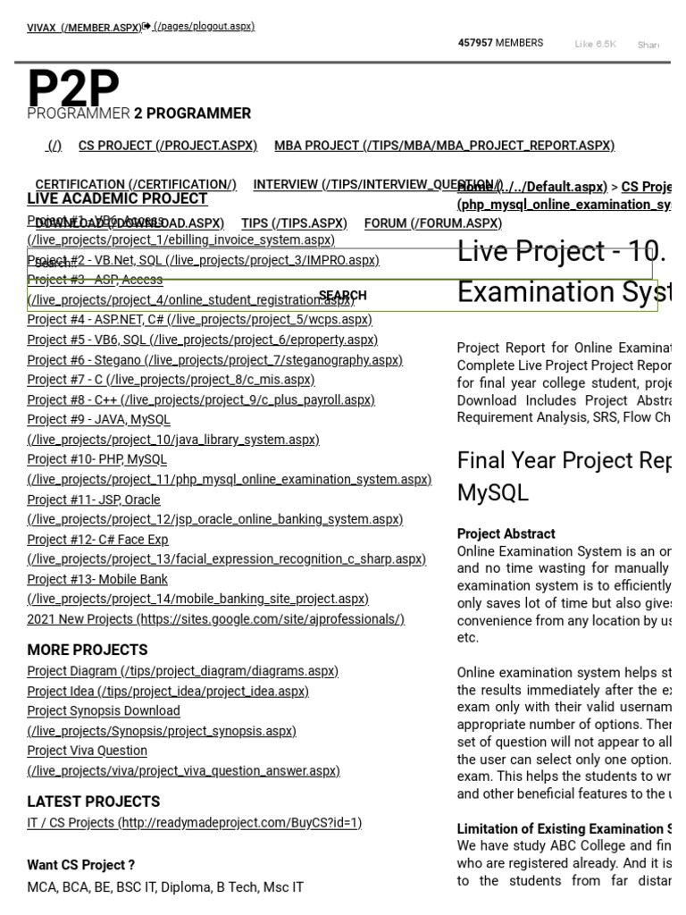 Online Examination System, PHP and MySQL Project Report Download | PDF ...