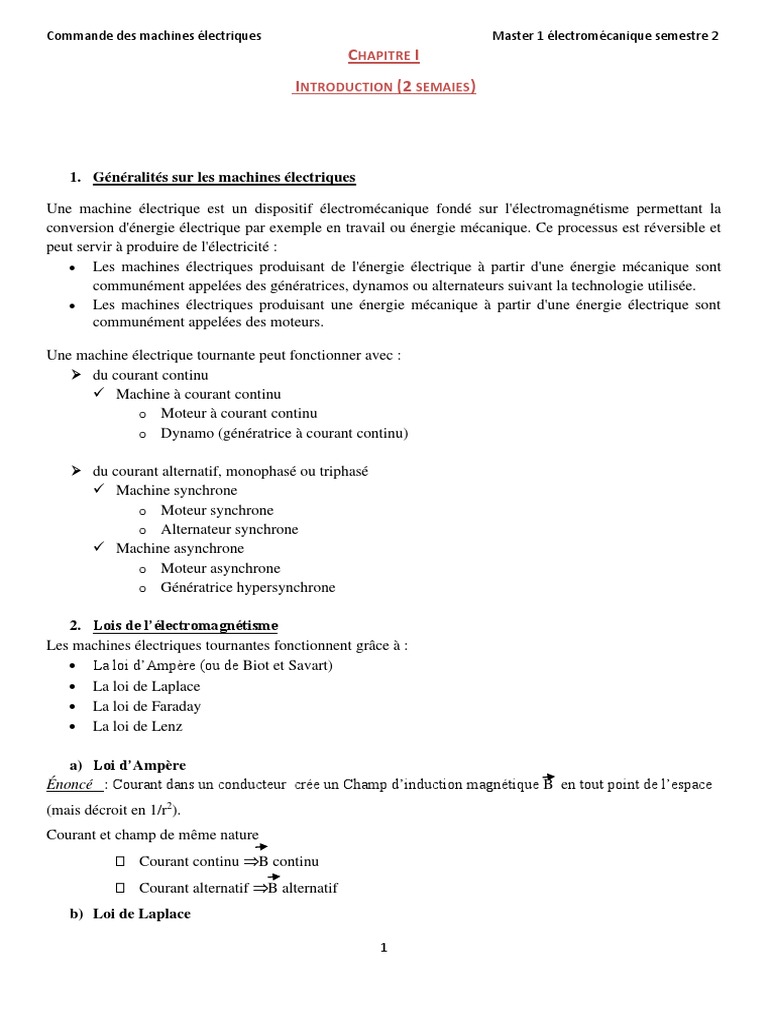Cours Commande Des Machines | PDF | Générateur électrique | Redresseur