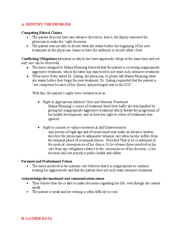 Competing Ethical Claims: A. Identify The Problem | PDF | Autonomy ...