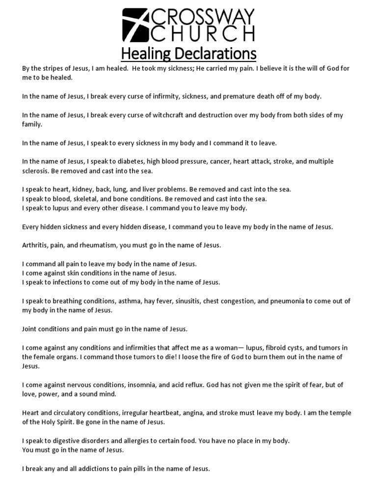 Healing Declarations | PDF | Jesus | Heart