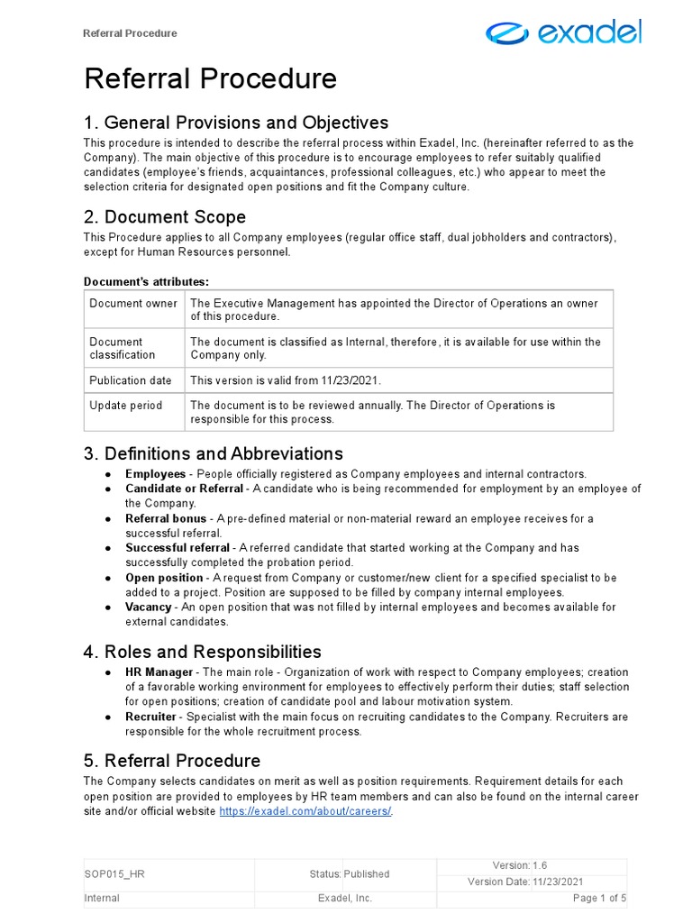 Exadel Employee Referral Guide | PDF | Recruitment | Employment