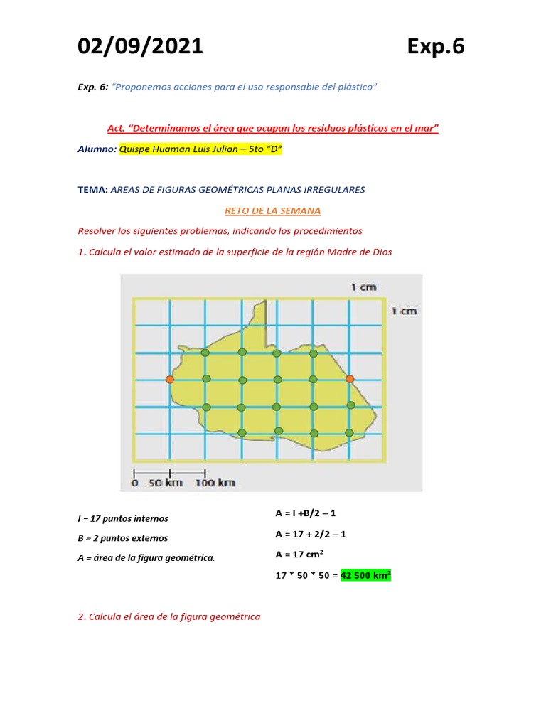 Exp.6 Tema ÁREAS DE FIGURAS GEOMÉTRICAS PLANAS IRREGULARES | PDF