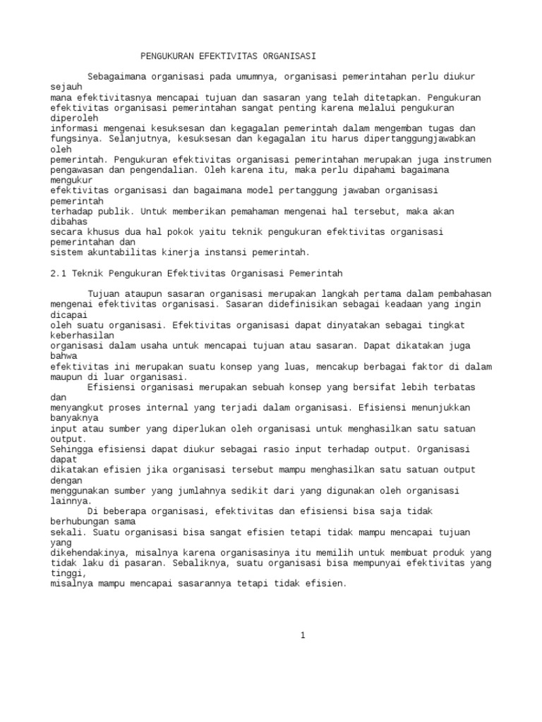 Pengukuran Efektivitas Organisasi | PDF