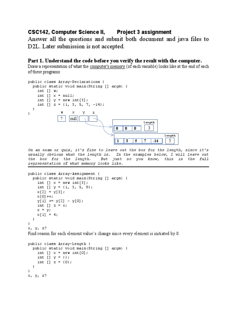 Answer All The Questions and Submit Both Document and Java Files To D2L. Later Submission Is Not ...