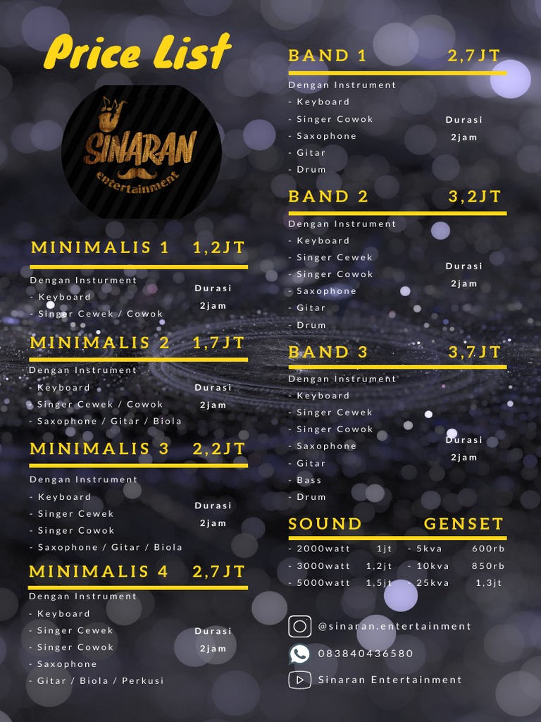 Sinaran Entertainment Band Price List | PDF | Sound Technology | Sound ...